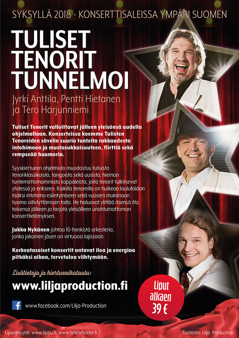 Tuliset Tenorit tunnelmoi - konserttikiertue 2018 - Lilja Production